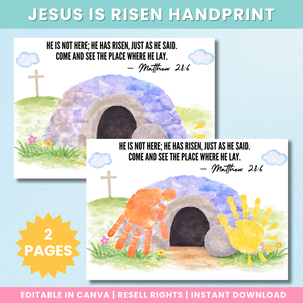 PLR Jesus Has Risen Easter Handprint Craft for Kids – PLR Fairy LTD