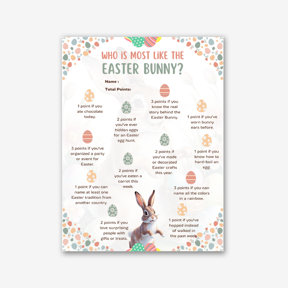 PLR Who is Most Like The Easter Bunny Printable Game – PLR Fairy