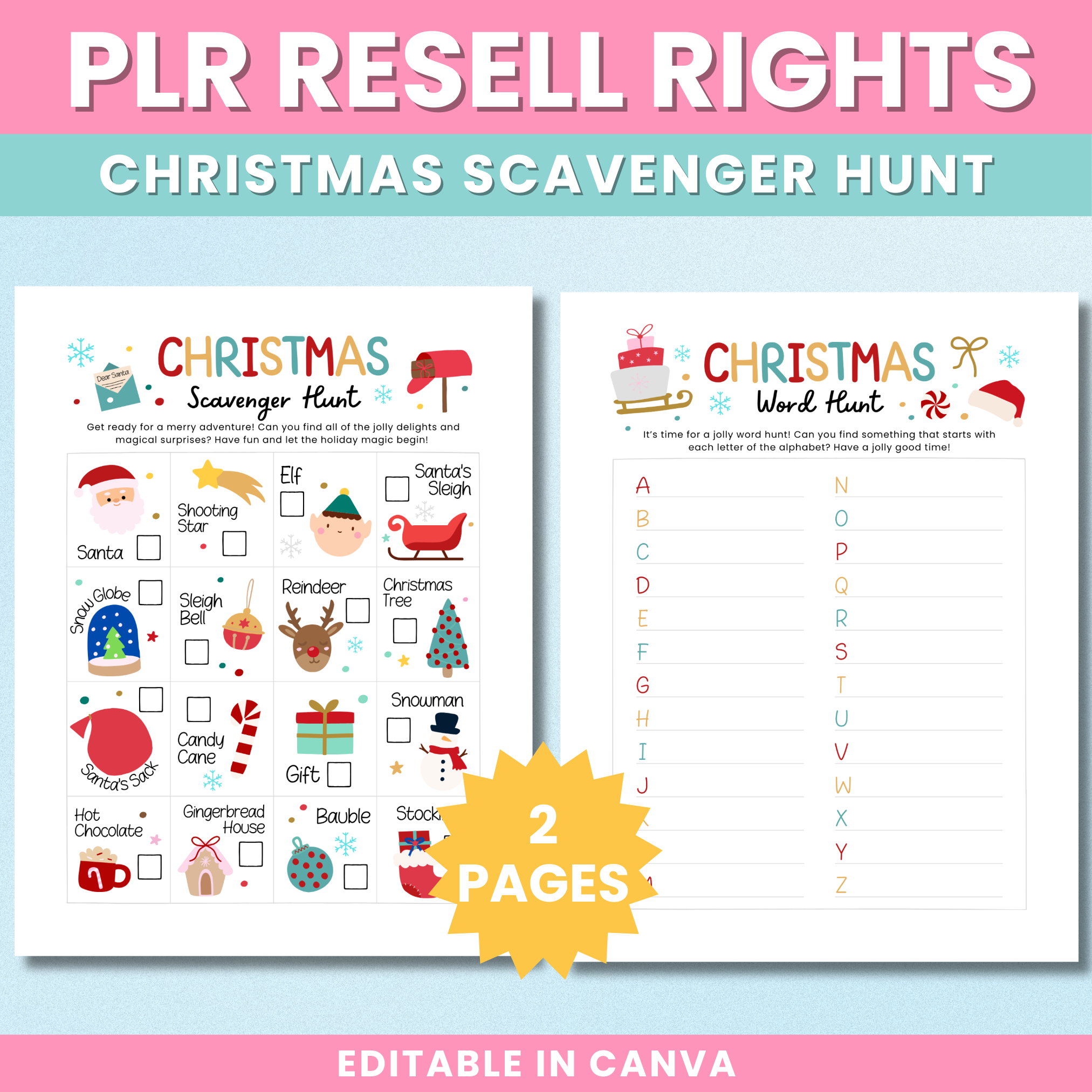 PLR Christmas Scavenger Hunt Printable for Kids – PLR Fairy LTD