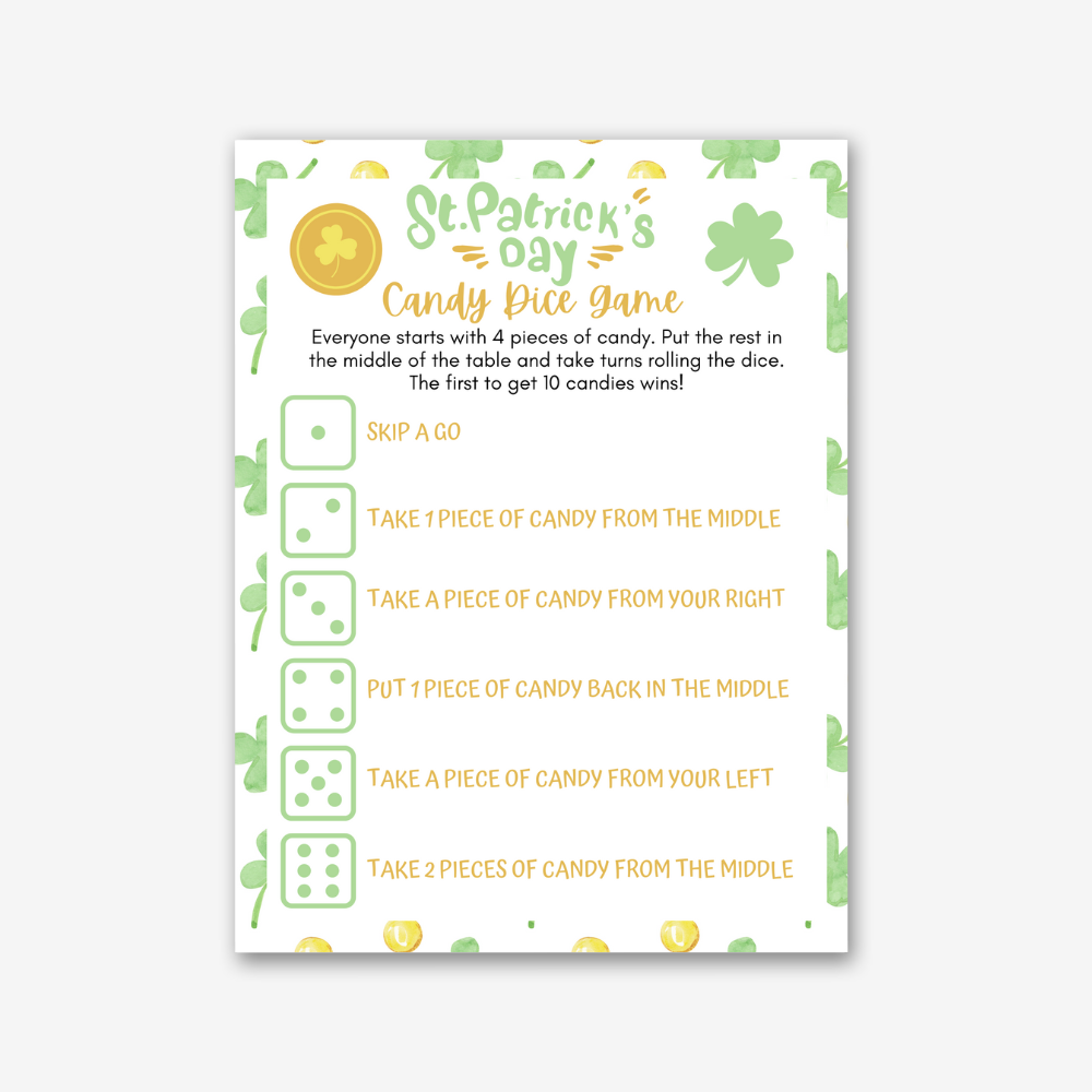 PLR St Patricks Day Candy Dice Game – PLR Fairy LTD